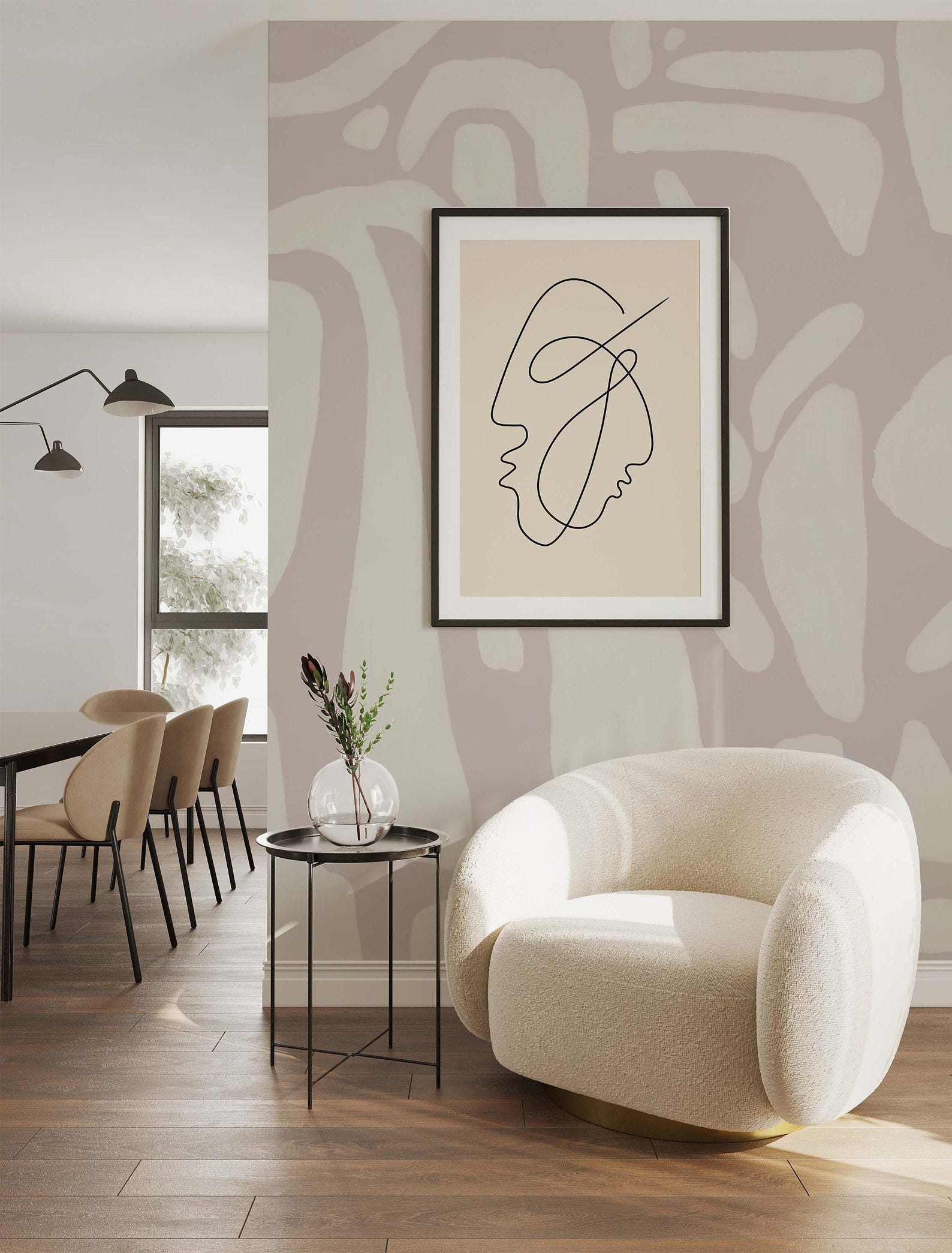 Abstract Wallpaper - Mural - ASHER SHAPES Beige - Etsy