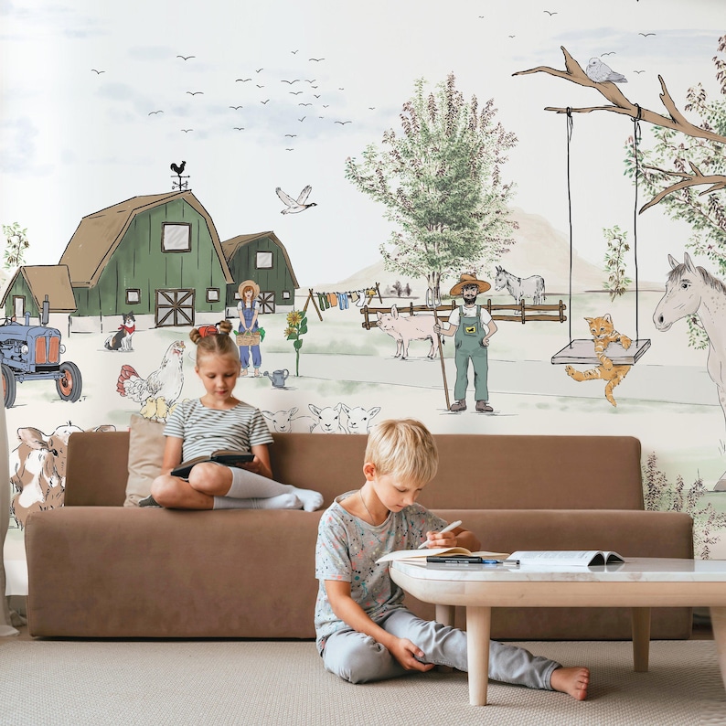 Farm Wallpaper - Mural - ANIMAL FARM - Etsy