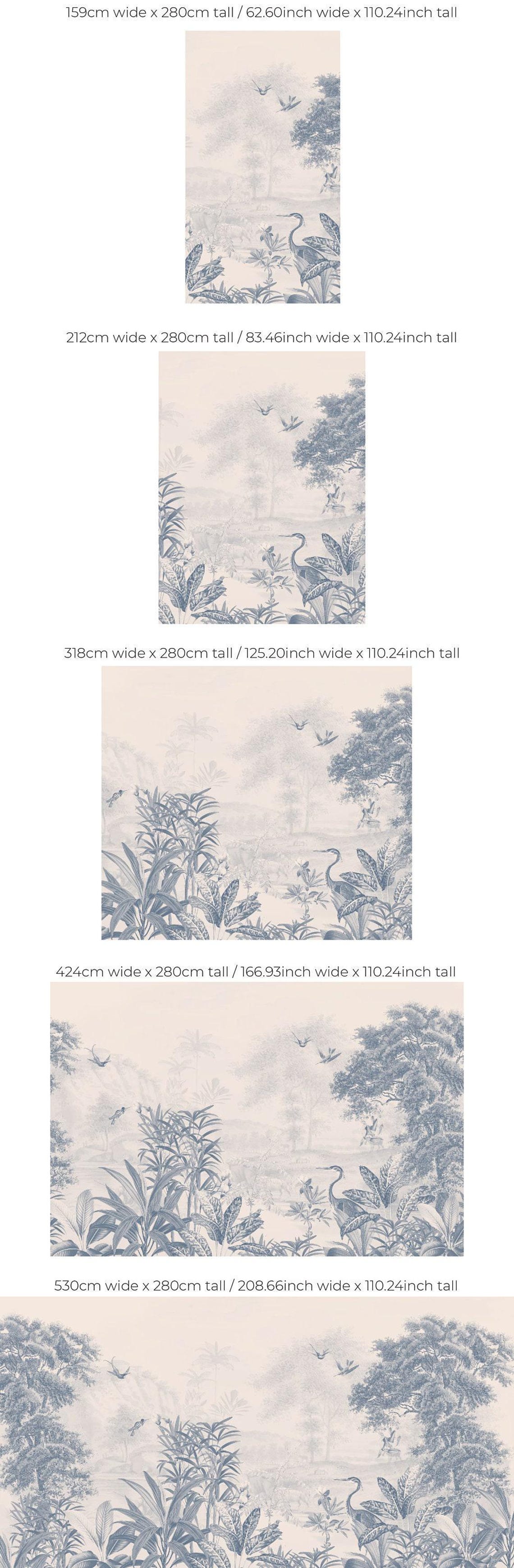 Tropical Wallpaper - Mural - SCENIC LANDSCAPE Tonal Blue - Etsy