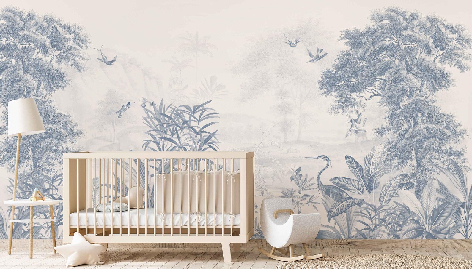 Tropical Wallpaper - Mural - SCENIC LANDSCAPE Tonal Blue - Etsy