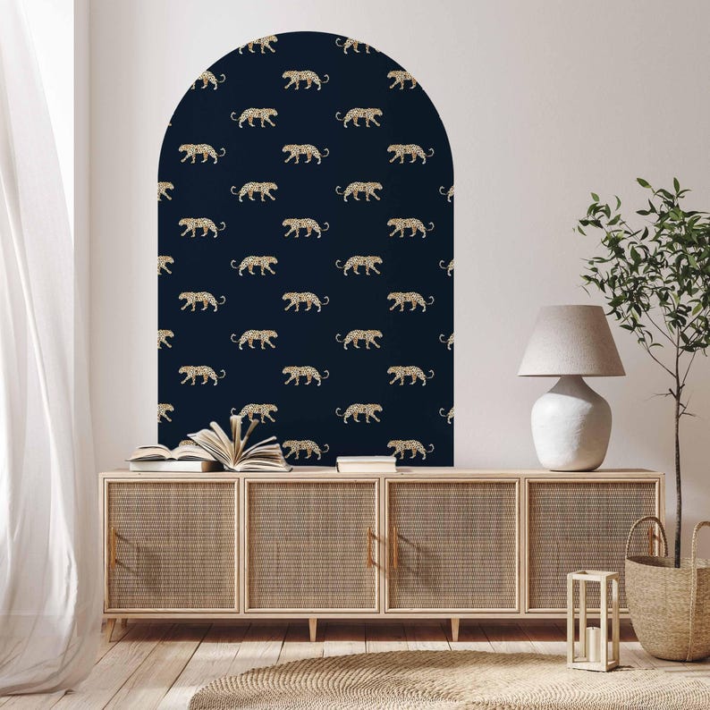 Peel and Stick Arch Wallpaper Decal - Leopard Navy Blue - Etsy