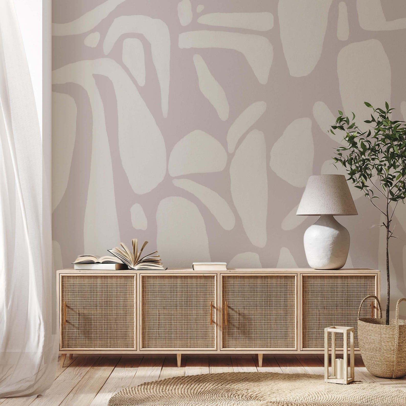 Abstract Wallpaper - Mural - ASHER SHAPES Beige - Etsy