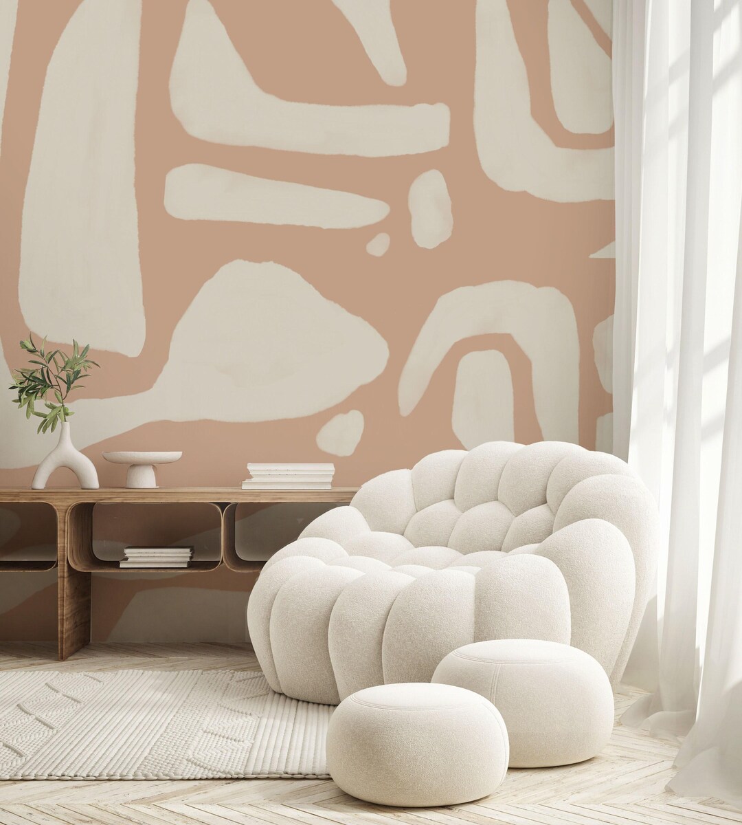Abstract Wallpaper - Mural - ASHER SHAPES Soft Terra - Etsy