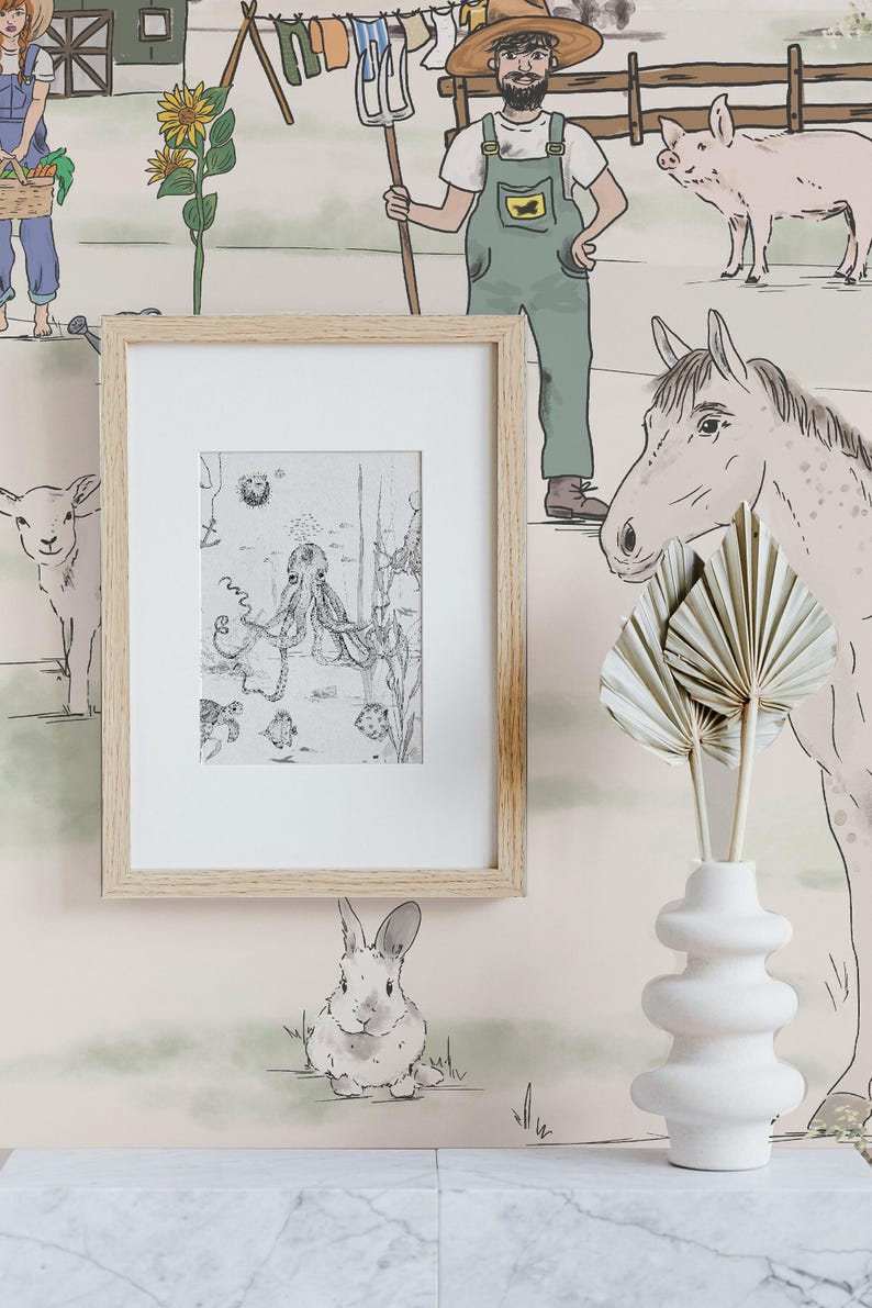 Farm Wallpaper - Mural - ANIMAL FARM - Etsy