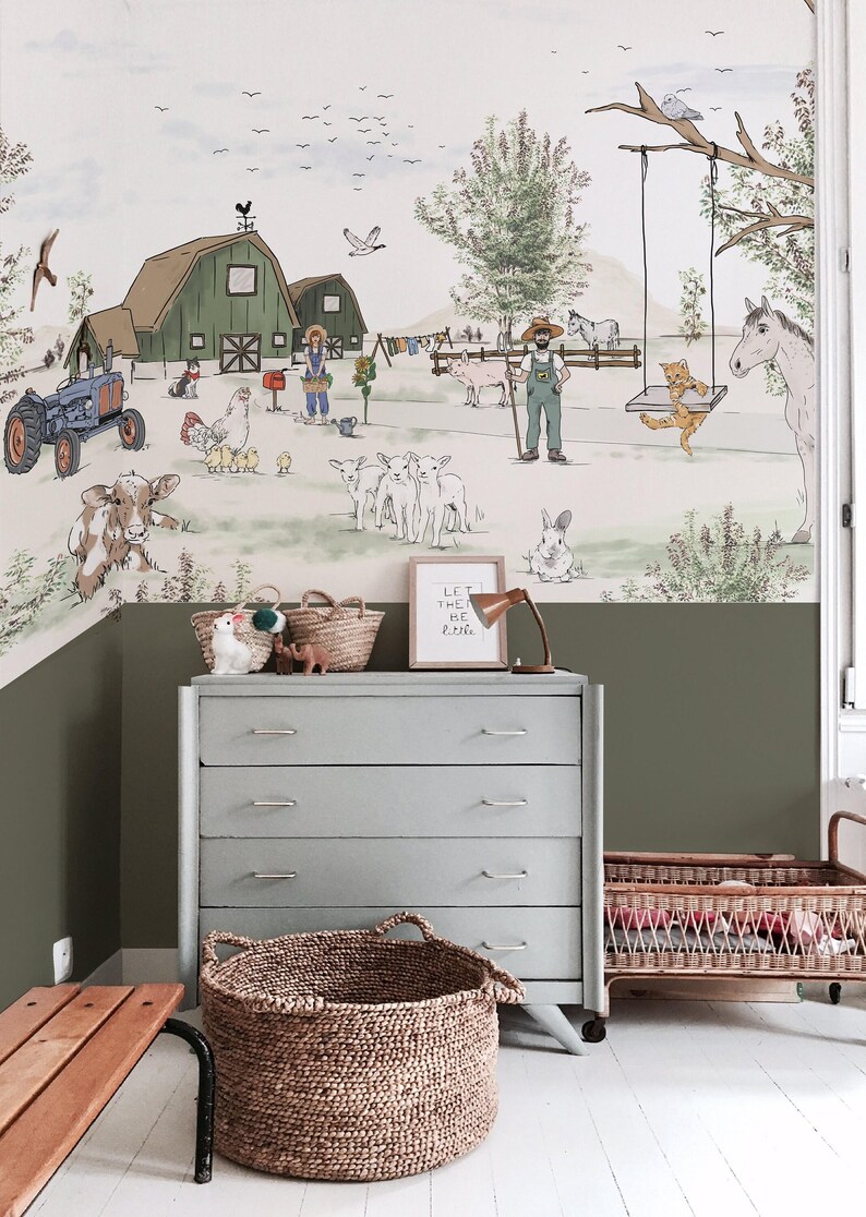 Farm Wallpaper - Mural - ANIMAL FARM - Etsy
