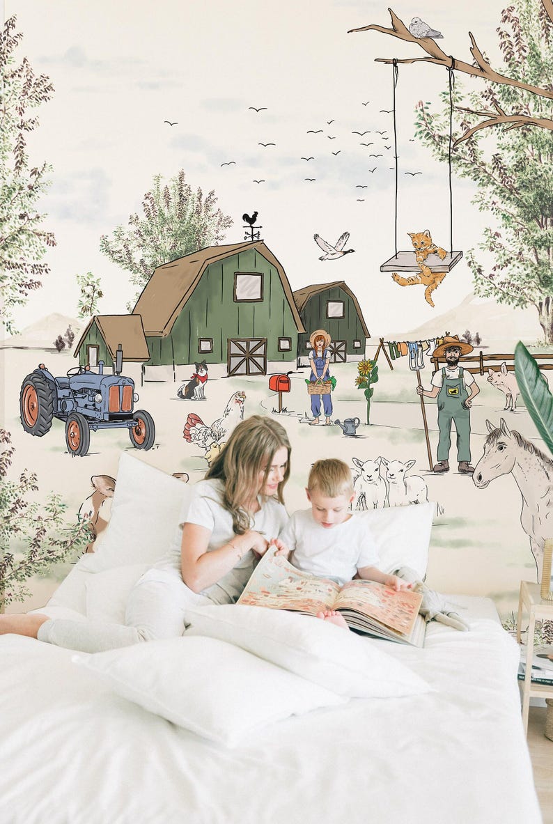 Farm Wallpaper - Mural - ANIMAL FARM - Etsy