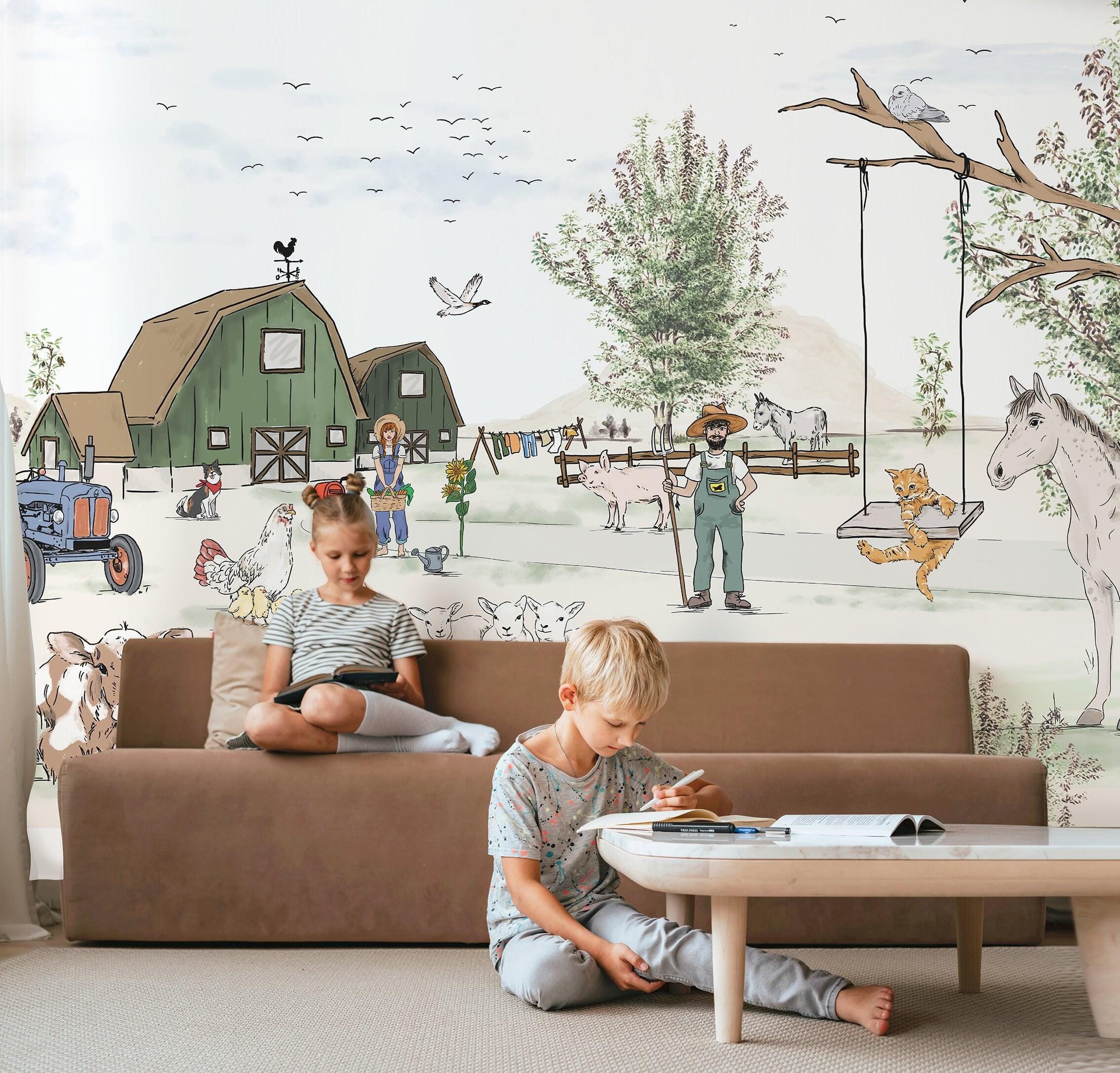 Farm Wallpaper - Mural - ANIMAL FARM - Etsy
