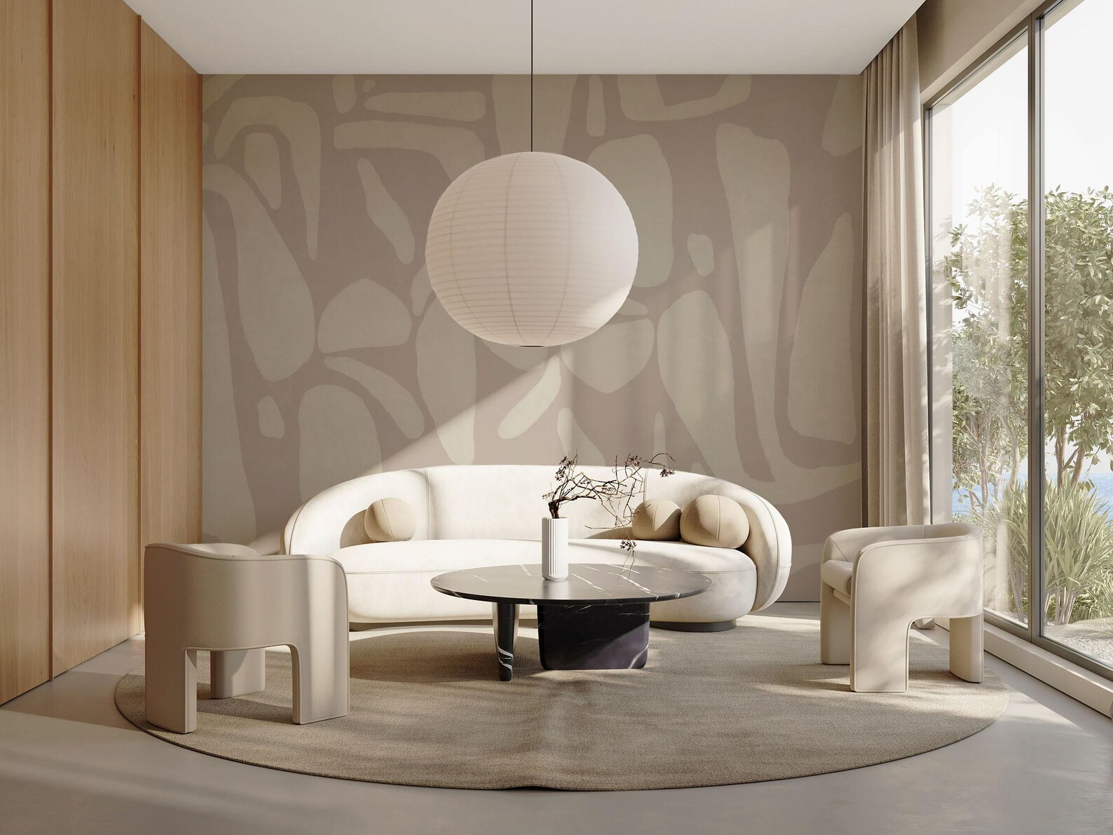 Abstract Wallpaper Mural ASHER SHAPES Beige - Etsy