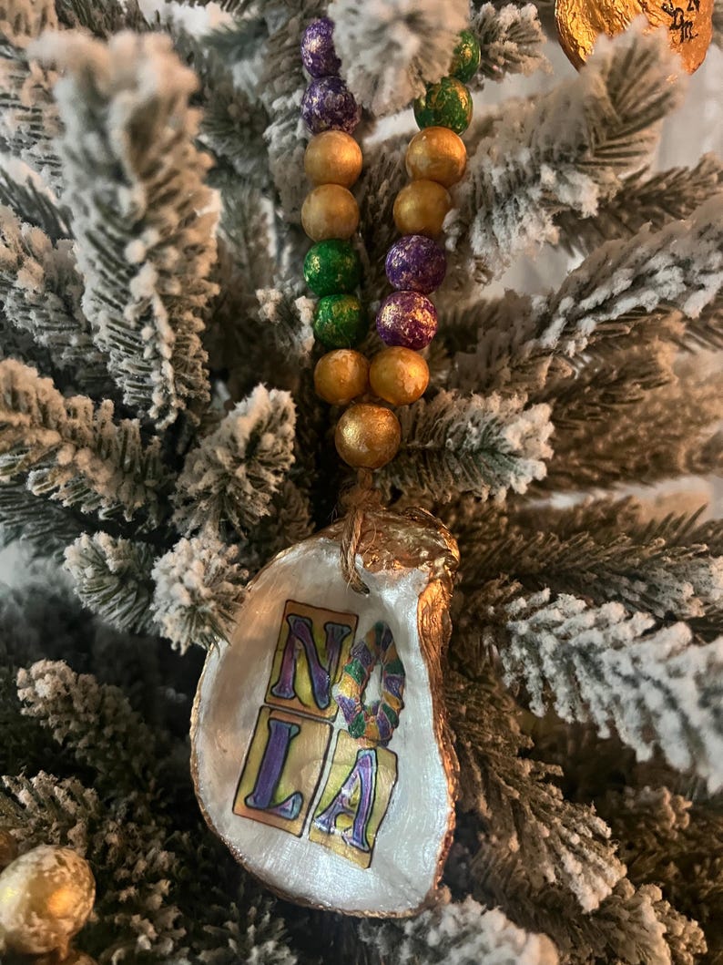 New Orleans Inspired Hand-painted Oyster Shell Decor - Etsy