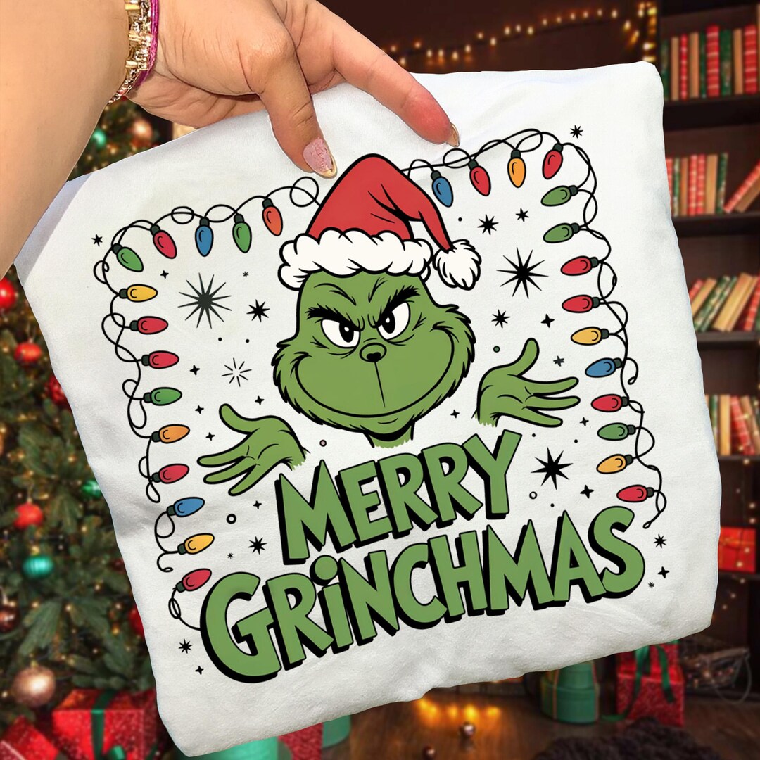 Merry Grnichmas PNG, Funny Grnich Christmas Lights Border Design, Retro ...