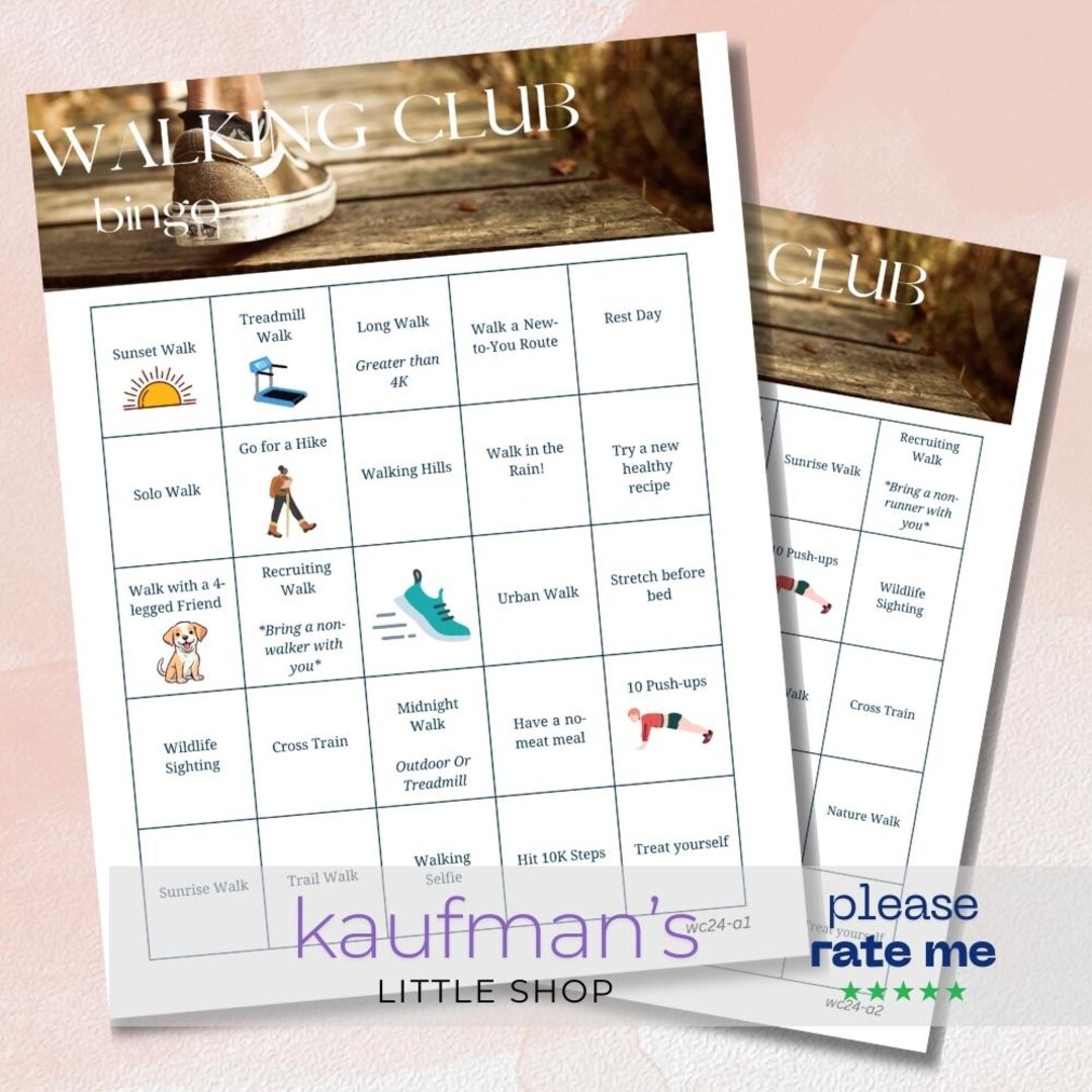 Walking BINGO Cards (2) - Set Wc24-a - Etsy