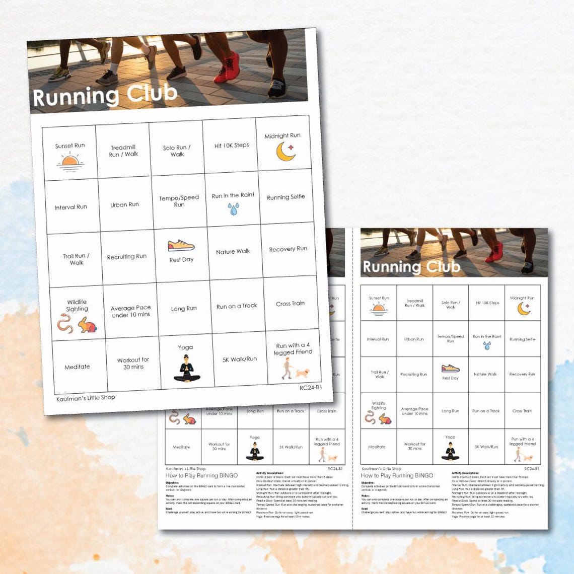 Running BINGO Cards (1) RC24-B1 - Etsy