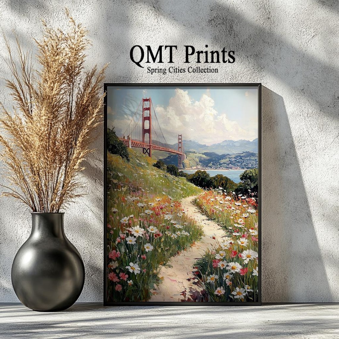 Golden Gate Bridge in the Spring | Digital Art Print | Spring Wall ...