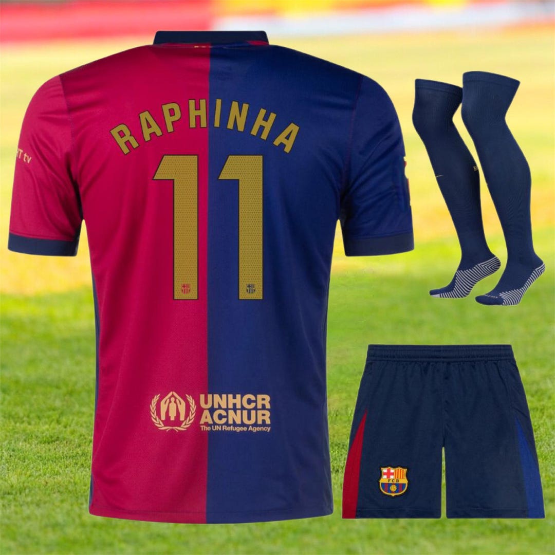 Barcelona Raphinha #11 2024/25 Home Jersey 3 Piece Kids Kit - Etsy