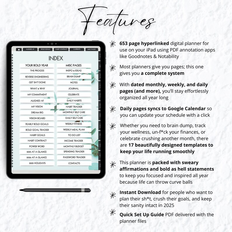 Digital Planner 2025, Sweary & Unflitered, Dated, Monthly Weekly Daily ...