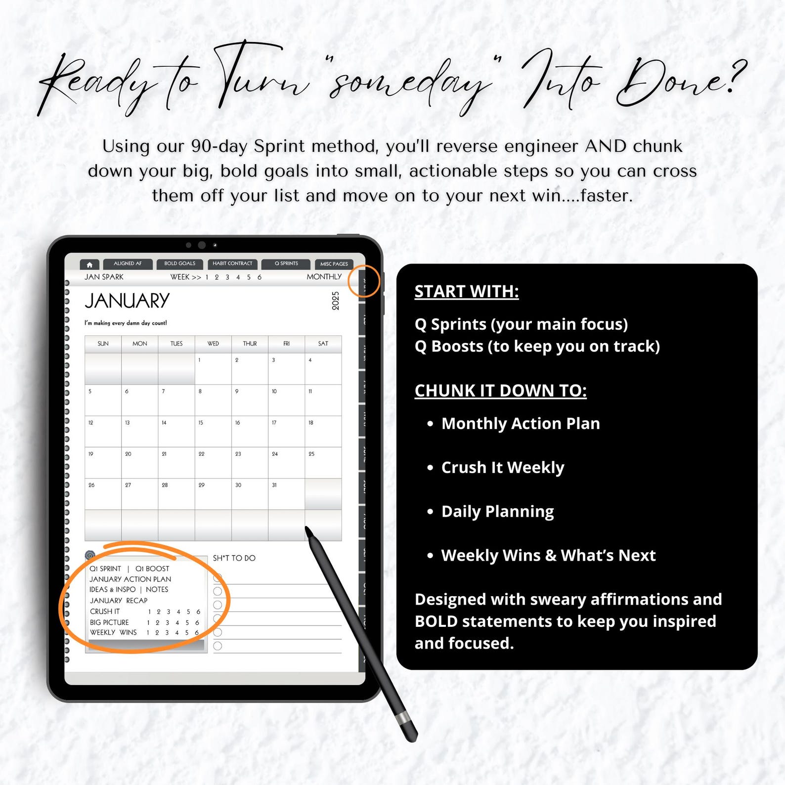 Digital Planner 2025, Sweary & Unflitered, Dated, Monthly Weekly Daily ...