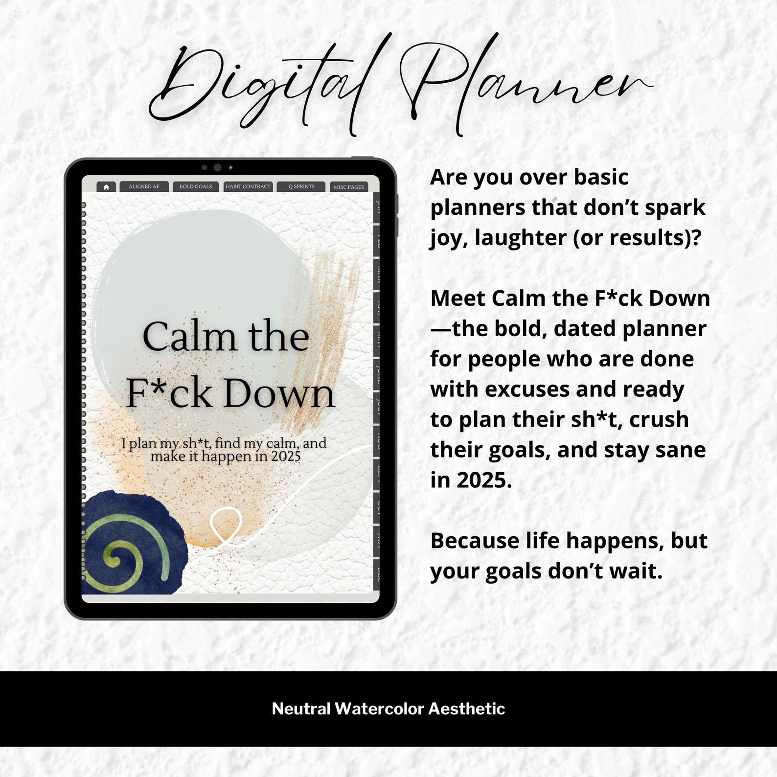 2025 Dated Digital Planner, Sweary Planner, Dated, Monthly Weekly Daily ...