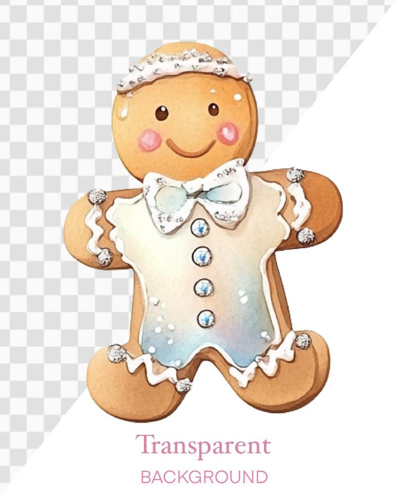 Gingerbread Family Clipart Set of 32, With Rhinestones - Etsy