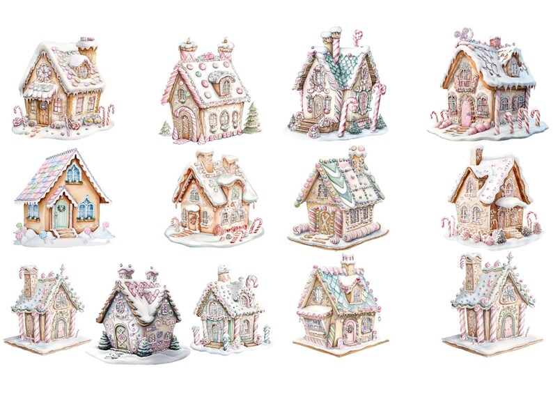 Gingerbread Houses & Castles Clipart Set of 17, With Rhinestones - Etsy