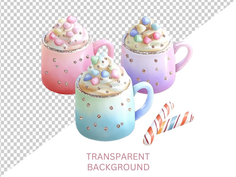 Christmas Hot Cocoa Mugs Clipart Set of 8, With Rhinestones - Etsy