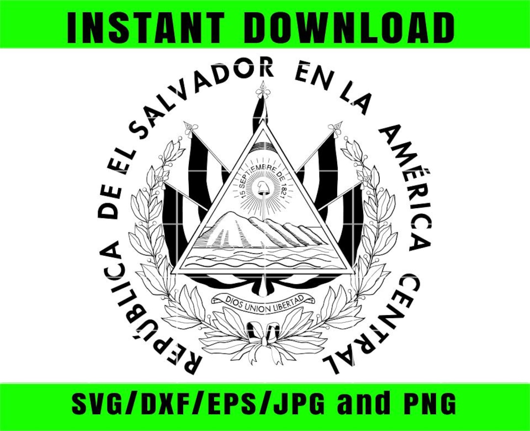 El Salvador Svg Vector Logo, Svg Coat of Arm of El Salvador Seal, Black ...