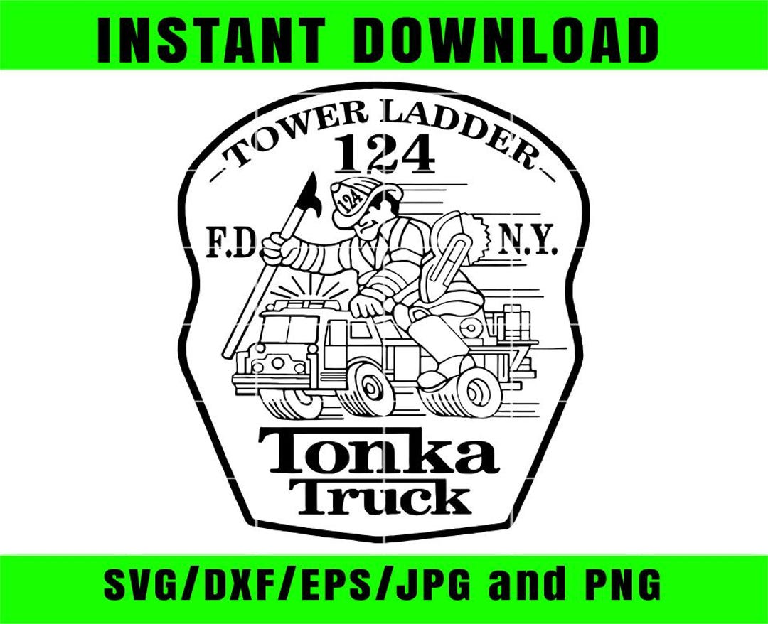 FDNY Tower Ladder 124 Svg Vector Patch Tonka Truck Logo NYFD Black ...