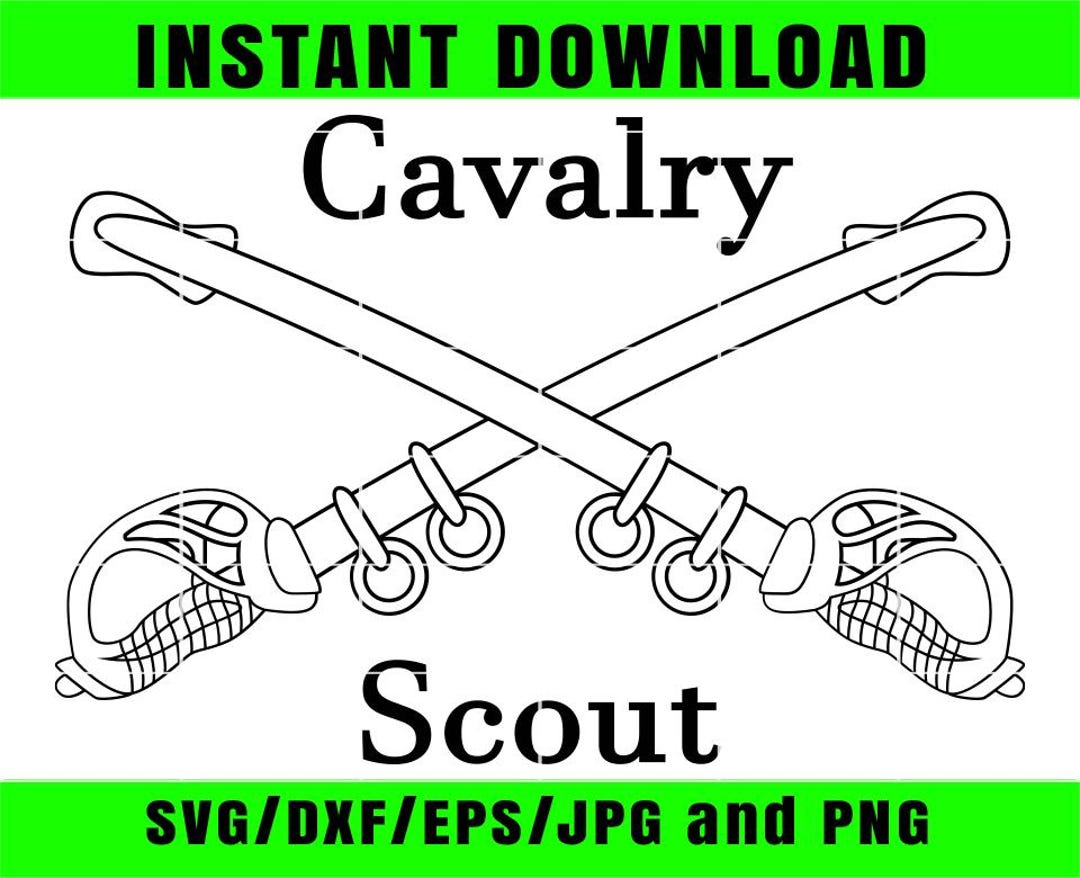 Cavalry Scout Insignia Cross Swords Patch Vector File, Svg Dxf File for ...