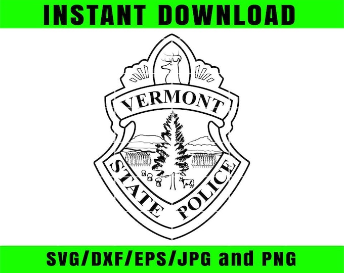 Vermont State Svg Police Badge Vector Patch, Monogram, Laser Cutting ...