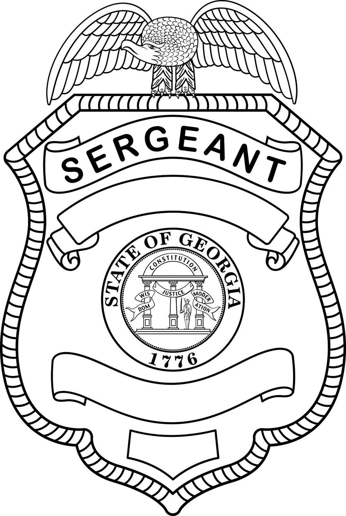 Sergeant Police Badge Georgia Blank Svg Dxf Editable Vector Black White ...