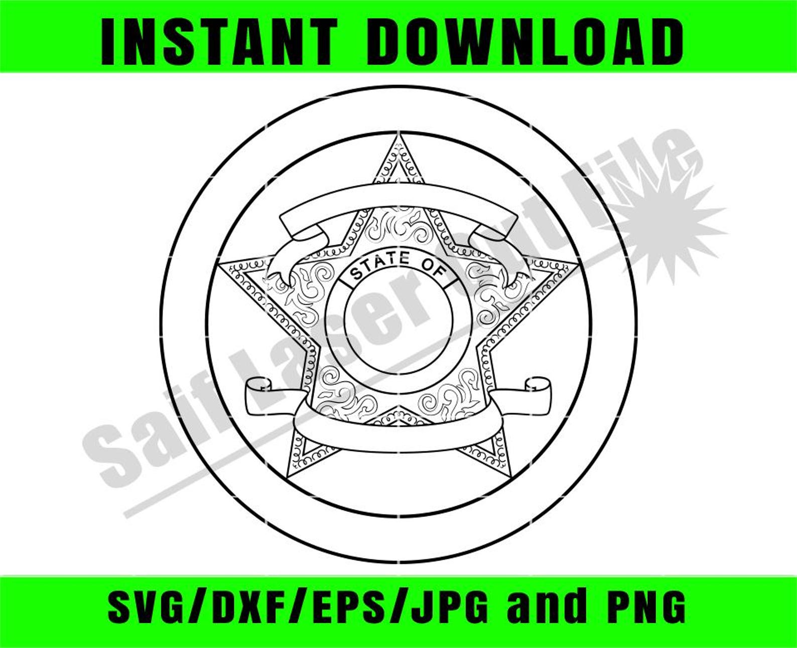 Blank Editable Svg Sheriff Badge Outline Template With Outer Circle and ...
