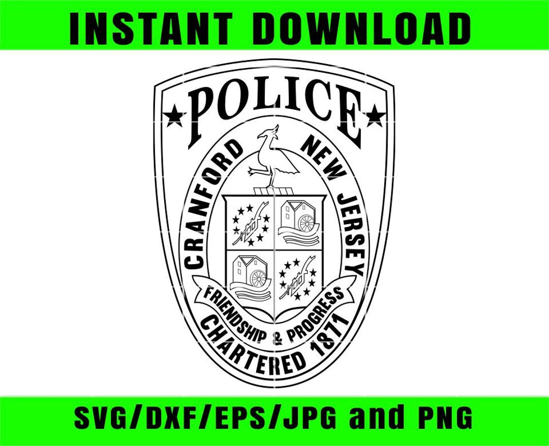 Cranford New Jersey Police Badge Vector Laser Cutting, Light Burn File ...