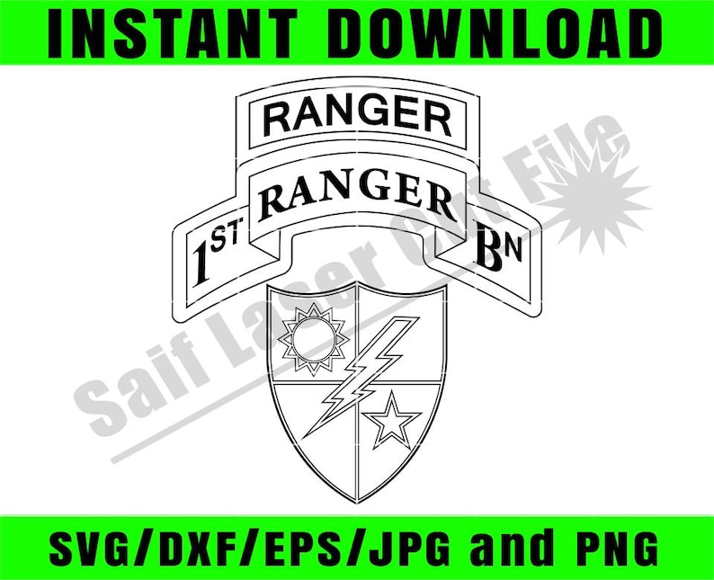 1st Ranger Bn Svg Insignia Vector Black White Dxf Patch Cricut Vinyl - Etsy