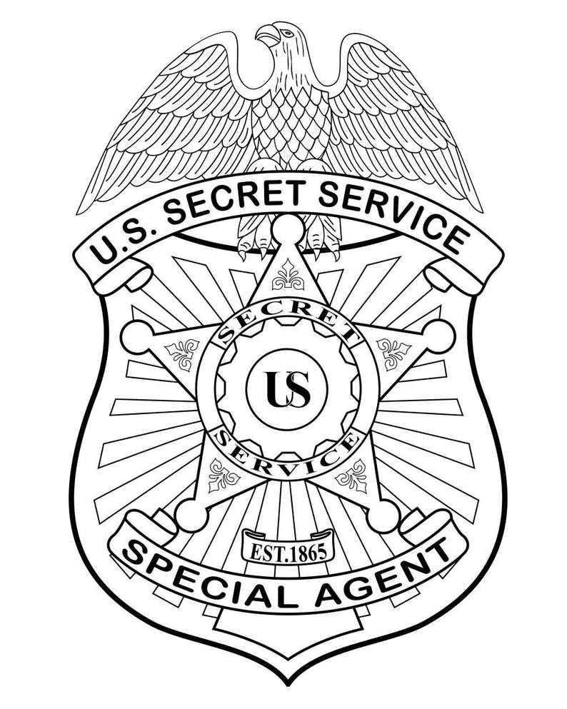US Secret Service Svg Special Agent Black White Vector Badge Patch ...
