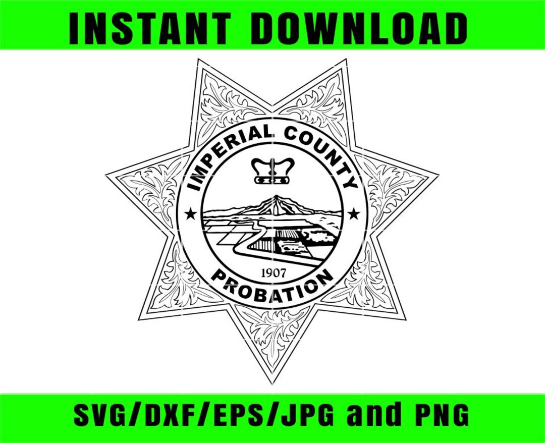 Imperial County Probation Star Badge Svg Vector Laser Cutting, Light ...