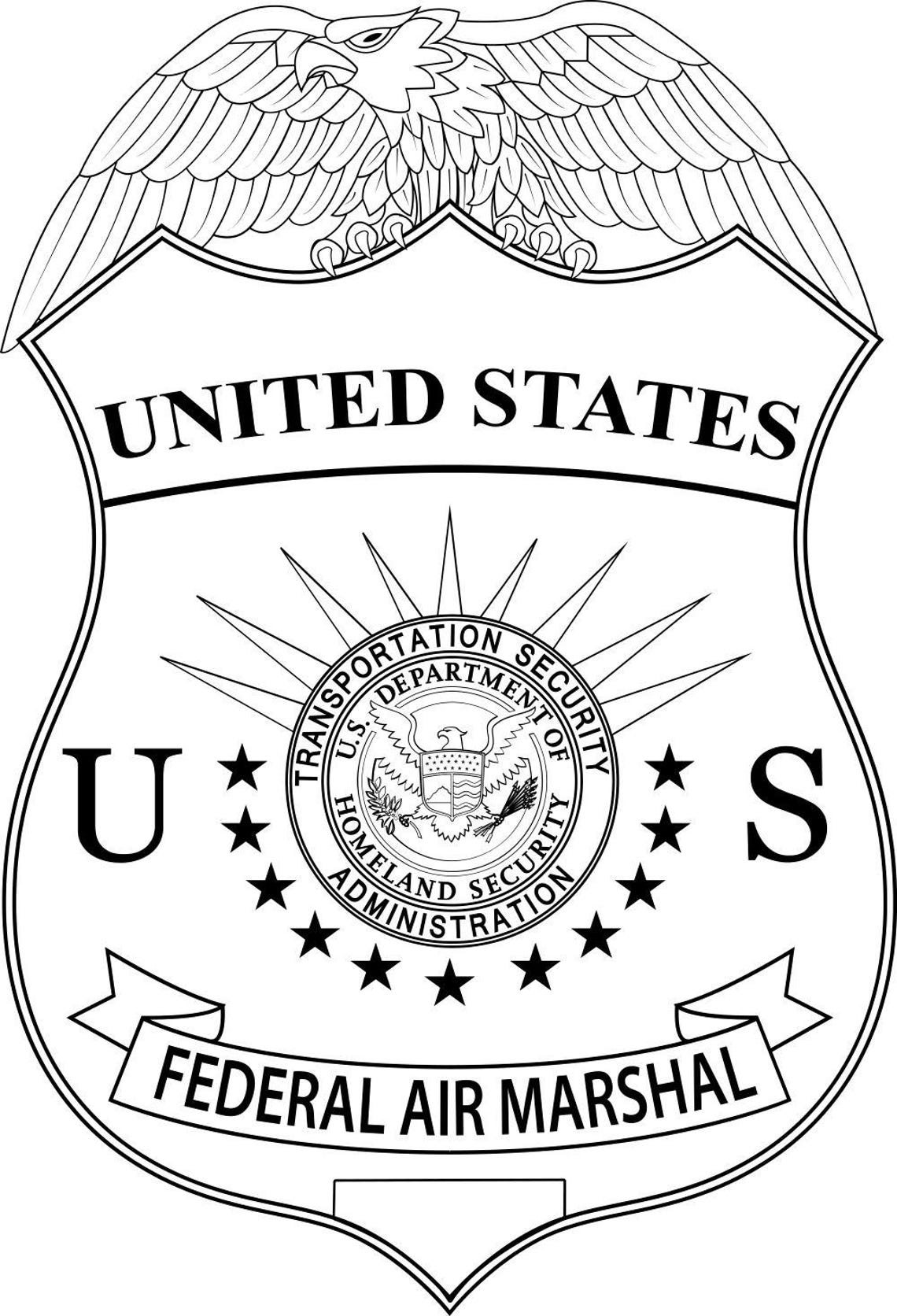 US Federal Air Marshal Svg Vector Badge Emblem Blank Without Number Dxf ...