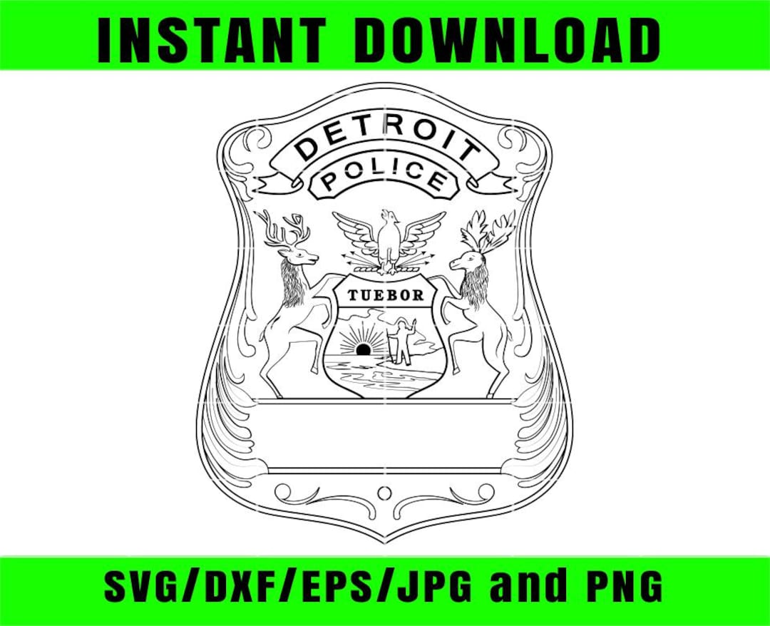 Detroit Police Svg Badge Vector File Blank Without Number, Custom Badge ...