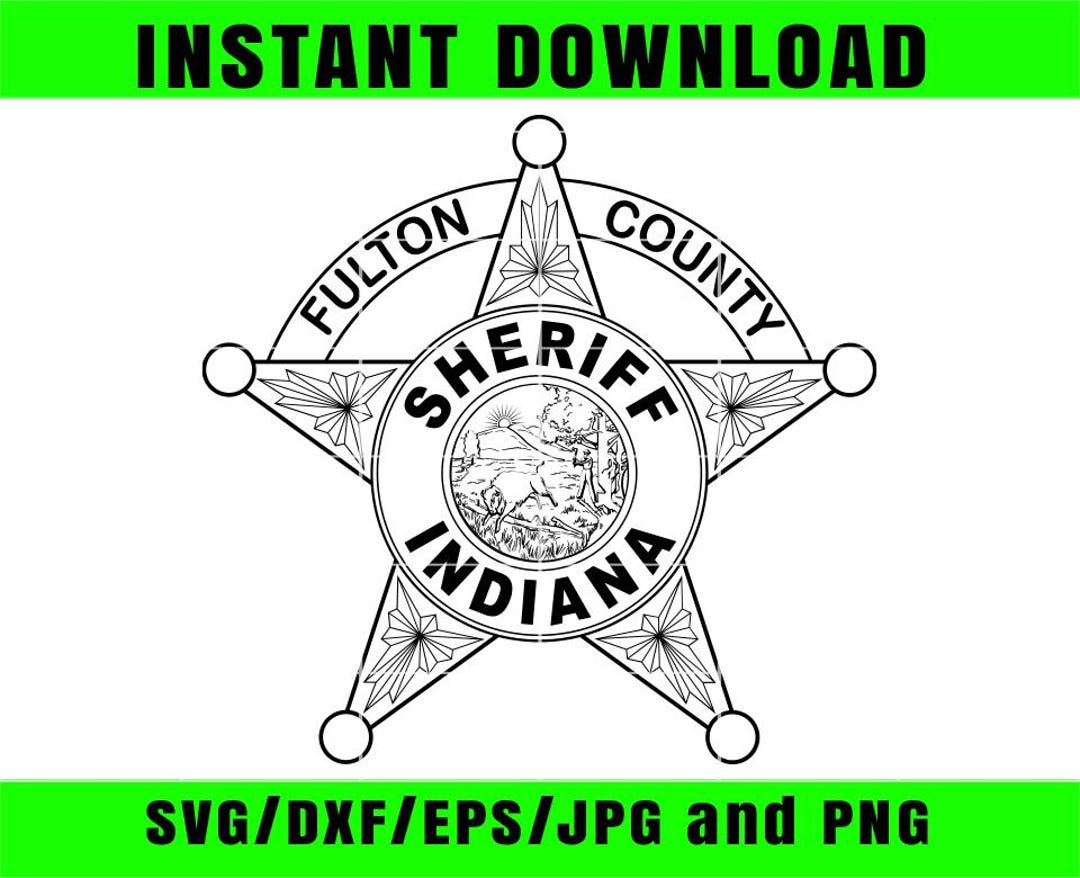Fulton County Indiana Sheriff Star Badge Vector Laser Cutting, Light ...