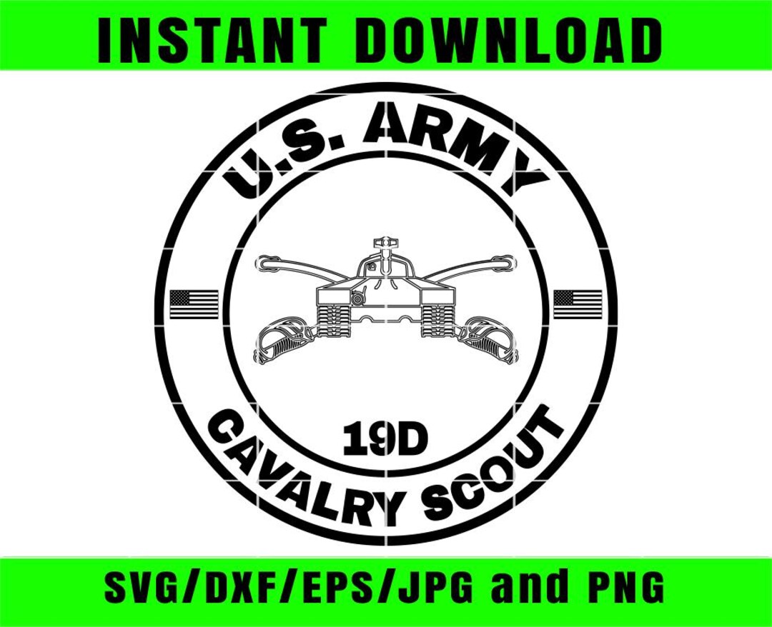 Army Cavalry Scout 19D Svg Insignia Round Emblem Laser Cutting, Laser ...