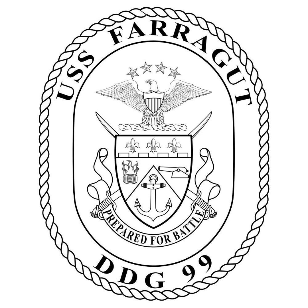 USS Farragut DDG 99 Svg Insignia Patch Emblem Badge Svg Dxf Black White ...