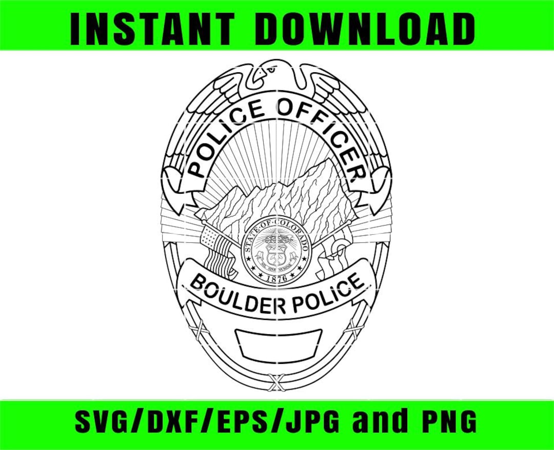Boulder Police Officer Badge Colorado Vector Without Number Laser ...