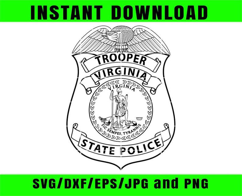 Virginia State Trooper Police Svg Eagle Badge Laser Cutting, Laser ...