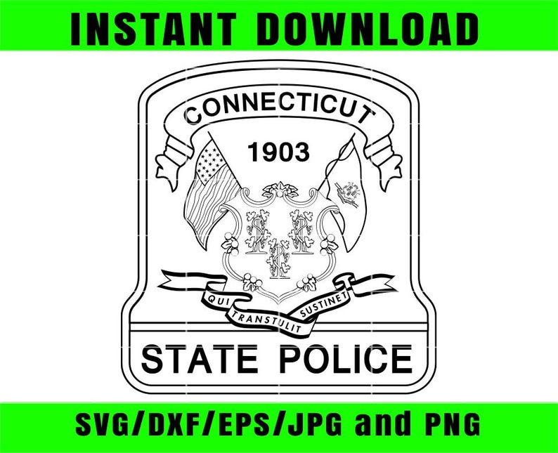 Connecticut State Police Badge Vector File, Svg Patch, Black White ...