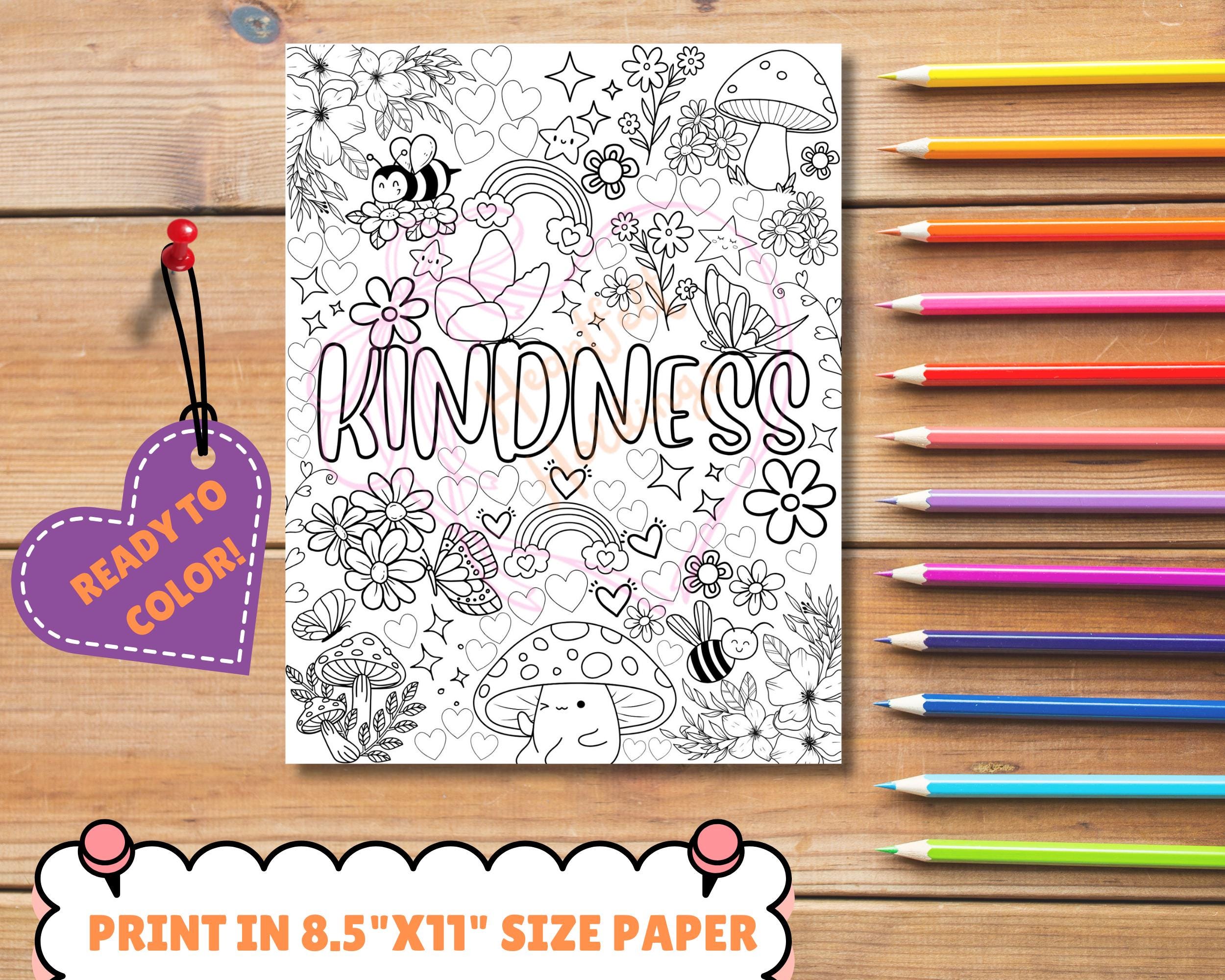 Kindness Coloring Page, Kindness Day, PDF Download, Digital Download ...