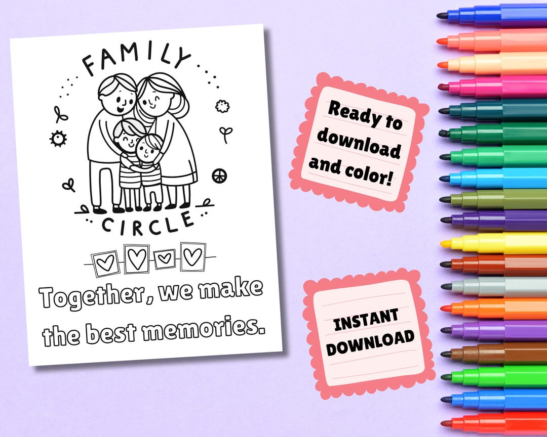 Family Color Page, Family Love, Pdf Download, Jpeg Download, Printable ...