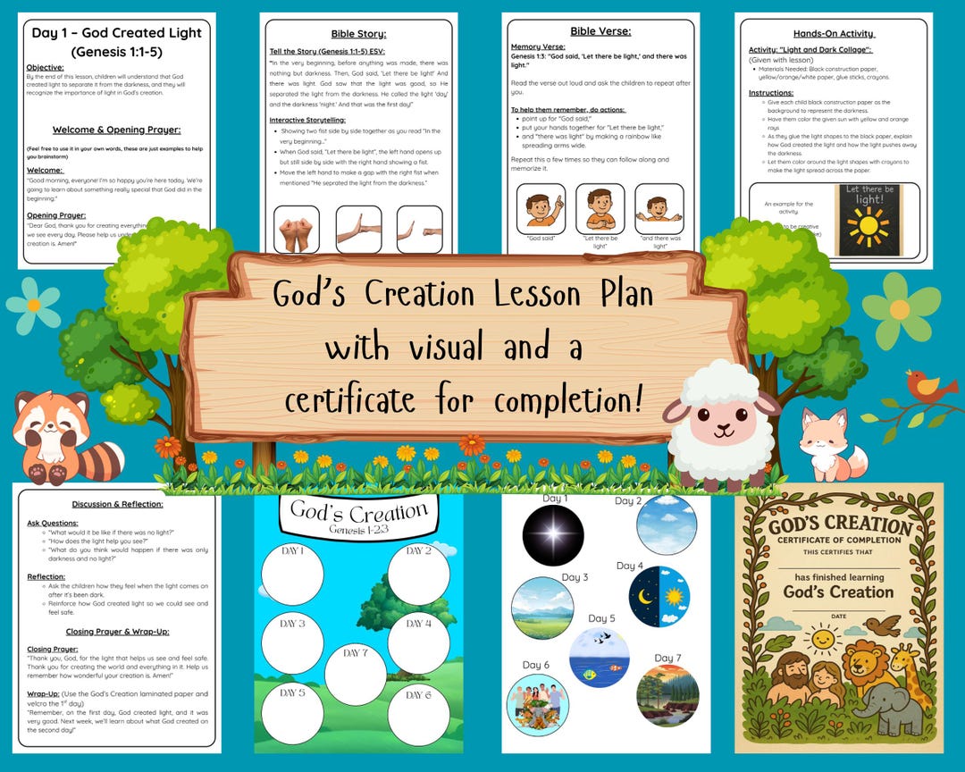 God's Creation Bible Lesson Plan: Genesis Visuals, Activities (PDF ...