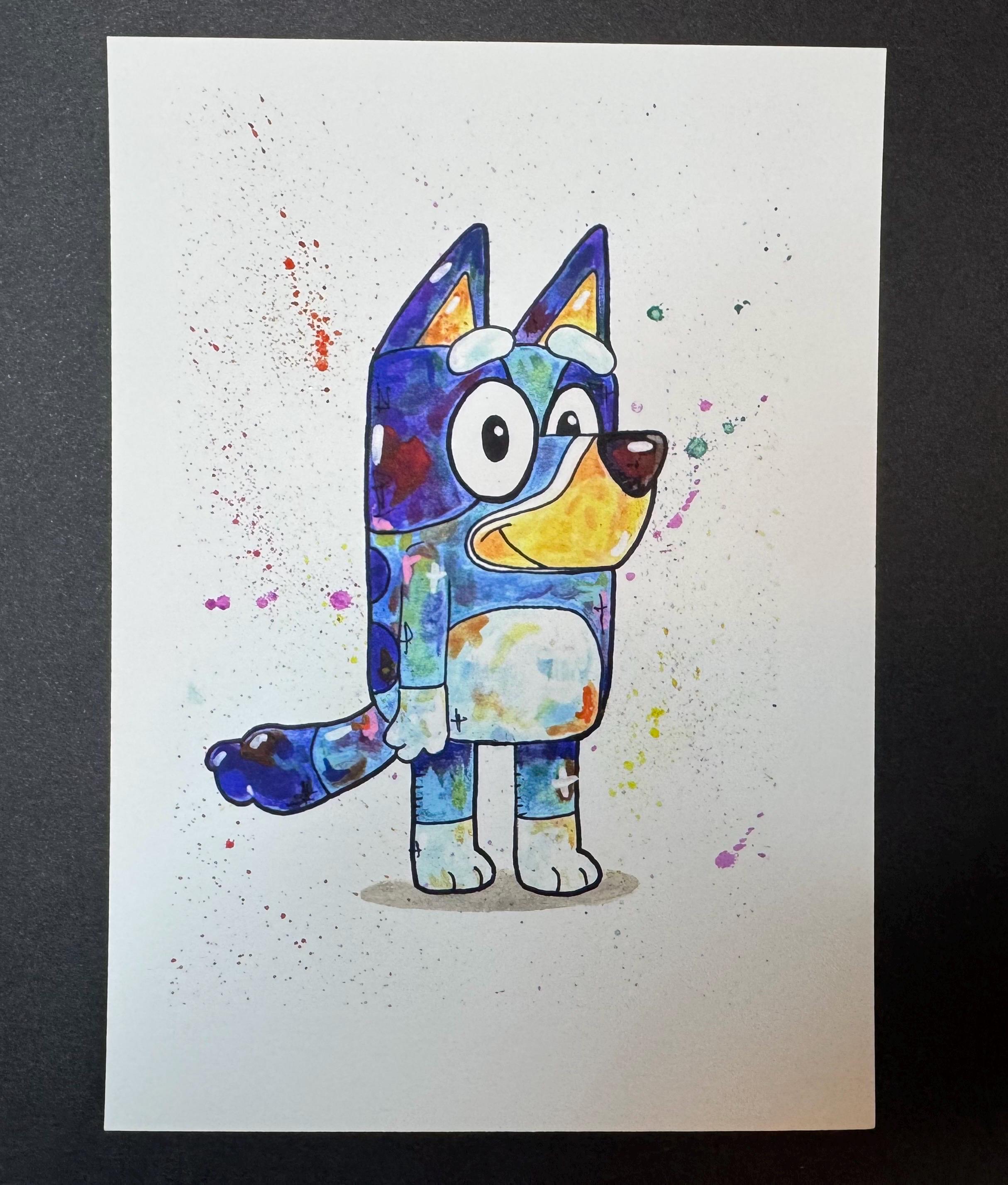 Bluey! | Original Colorful Watercolor Print on High Quality 5x7 Paper ...
