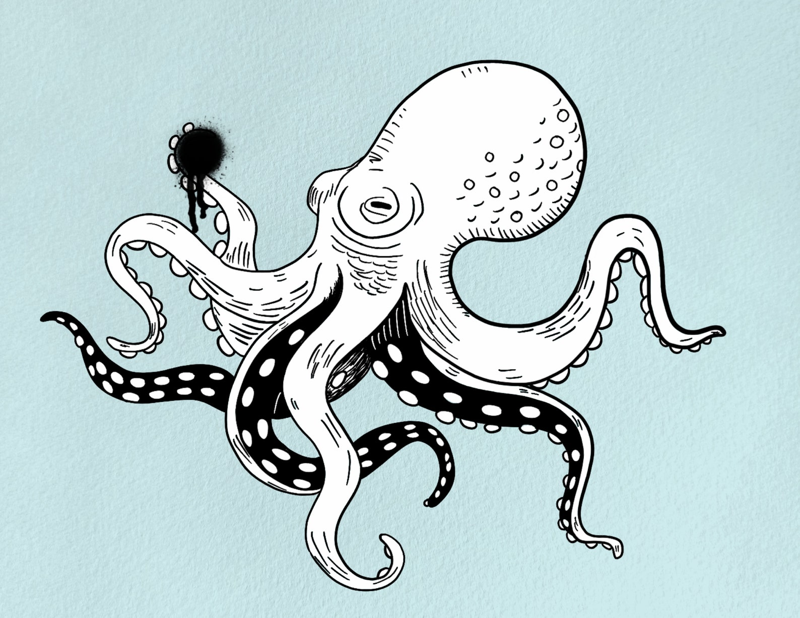 Inktopus: Octopus & Ink Digital Art Print - Etsy