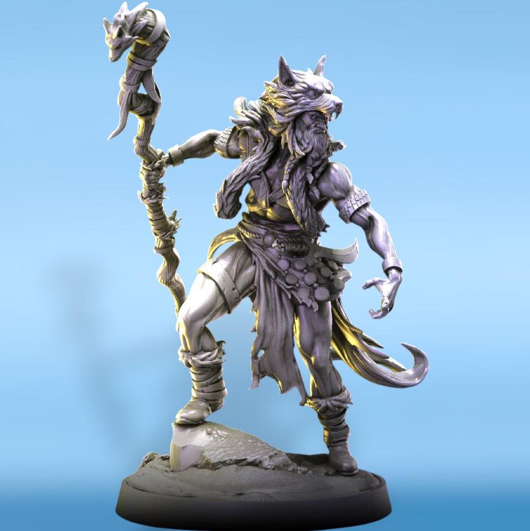 D&D Wolf Druid RPG Miniature | Dnd Figures for Tabletop RPG | Resin ...