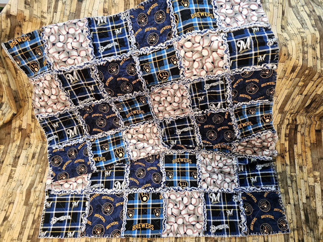 Infant/toddler Rag Quilt, Baby Blanket, Milwaukee Brewers, Baseball - Etsy