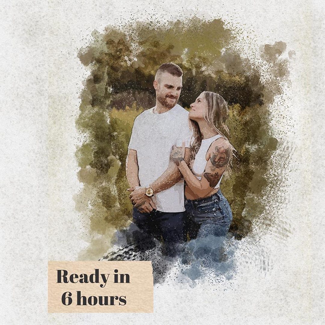Personalized Digital Couple Portrait - Custom Watercolor Art From Photo ...